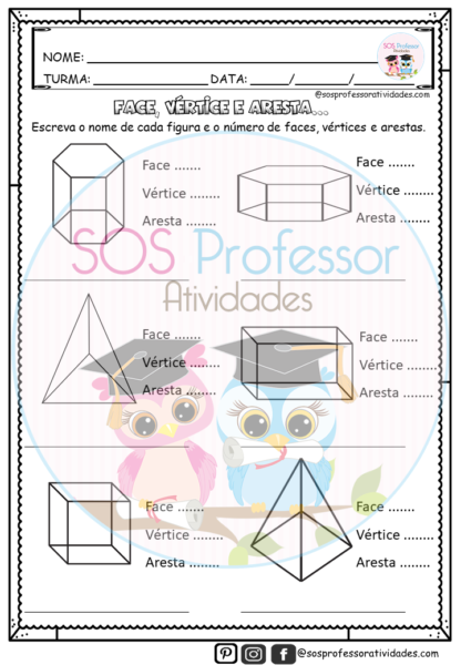 Geometria - Face, vértice e aresta - SOS Professor Atividades